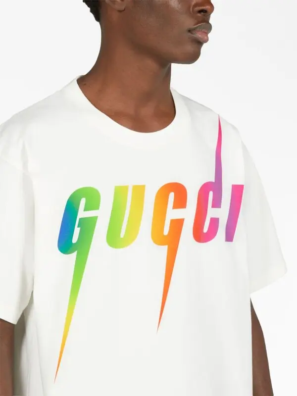 Gucci Gradient Logo-Print Cotton T-Shirt - White | Editorialist