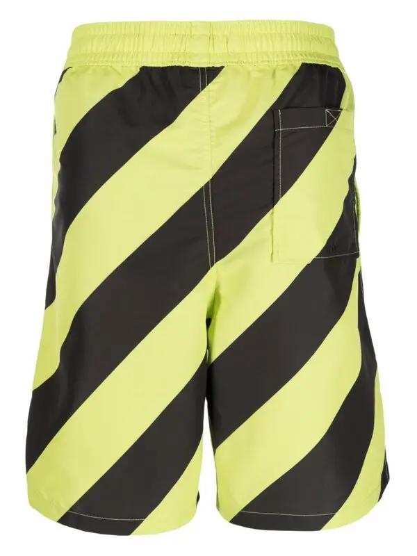 Off-White Diag Surfer Striped Swim Shorts - Green