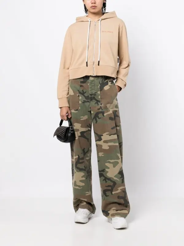 Palm Angels Logo-print Cropped Hoodie