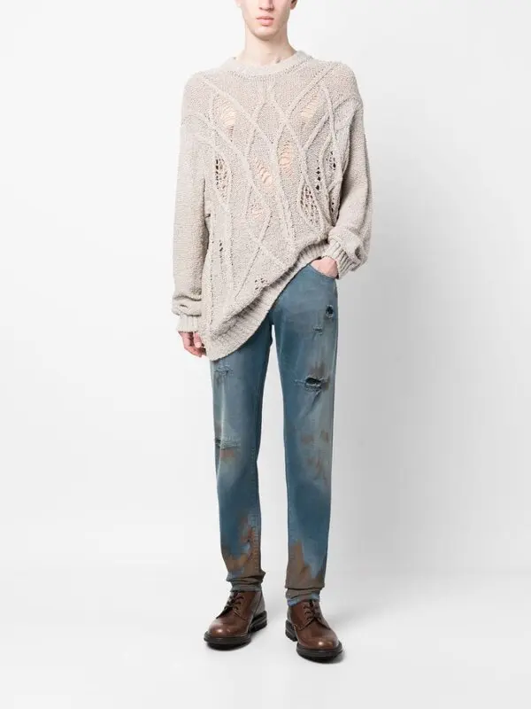 Dolce & Gabbana Distressed Straight-leg Jeans - Blue