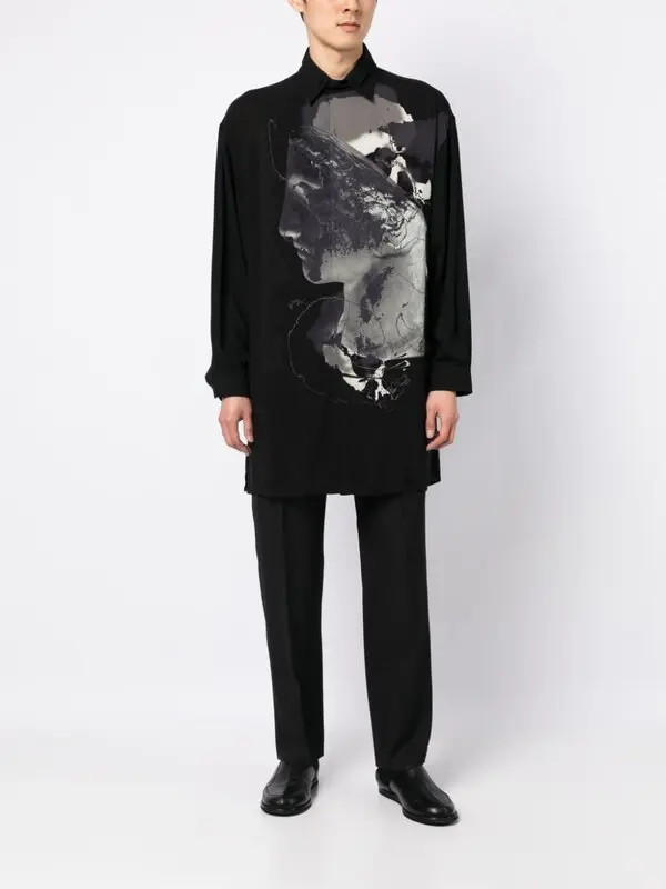Yohji Yamamoto Graphic-print Long-sleeve Shirt