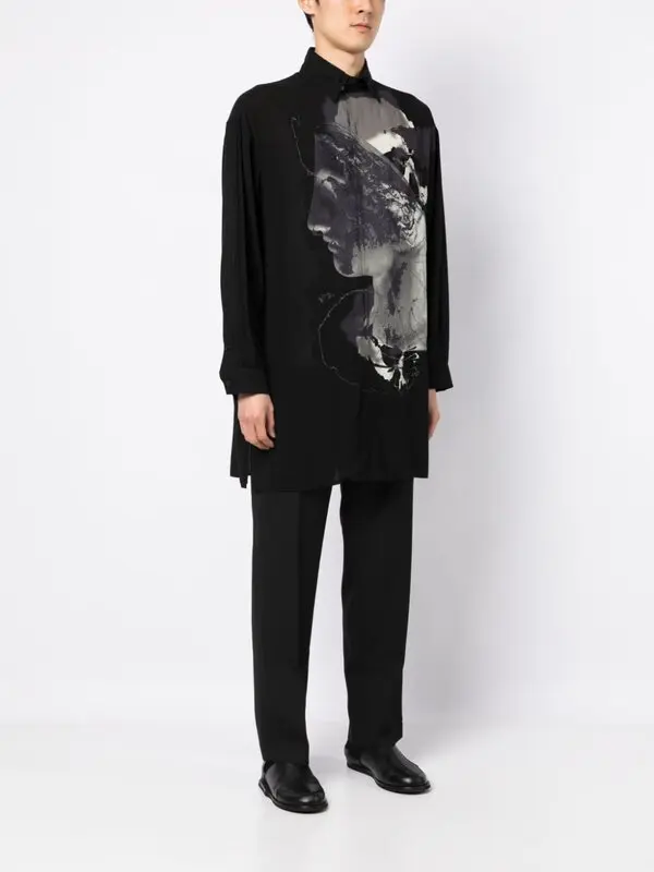 Yohji Yamamoto Graphic-print Long-sleeve Shirt