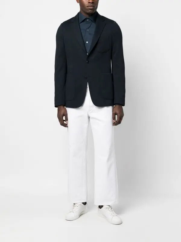 FINAMORE 1925 Plain Cotton-blend Shirt - Blue