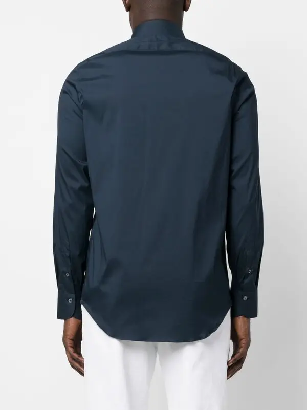 FINAMORE 1925 Plain Cotton-blend Shirt - Blue