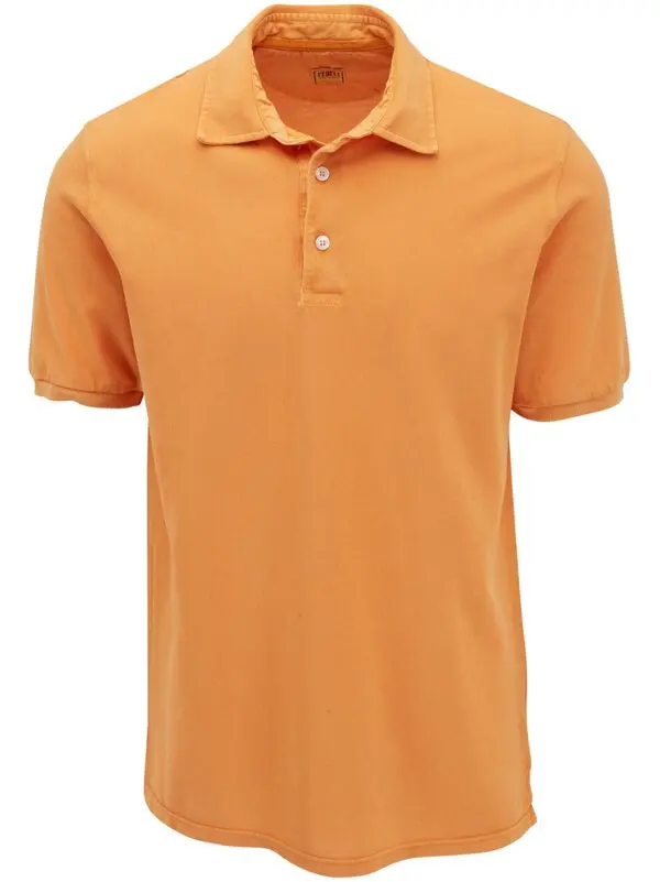 Fedeli Short-sleeve Cotton Polo Shirt - Orange