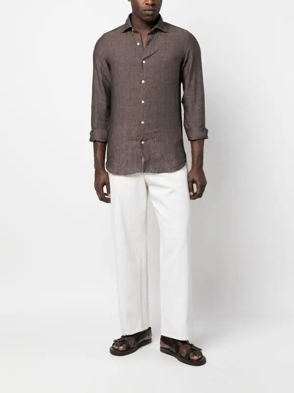 FINAMORE 1925 Mélange-effect Linen Shirt