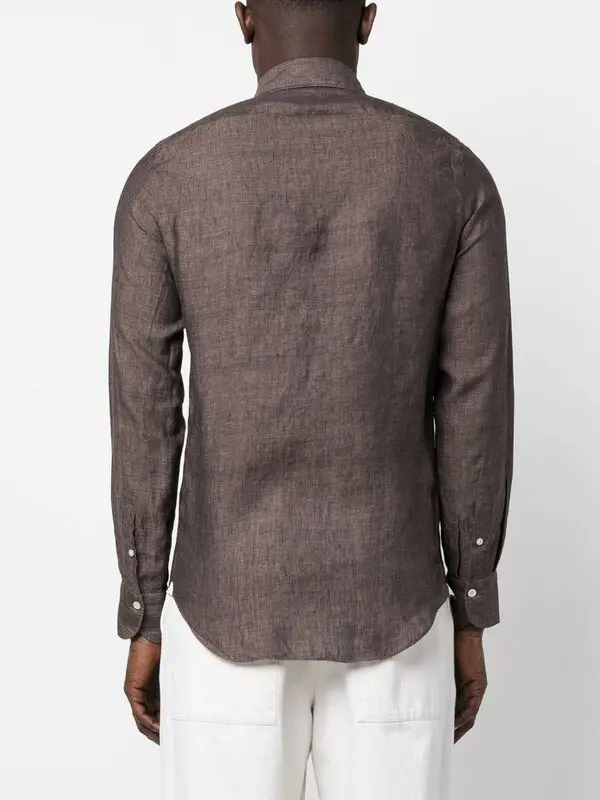 FINAMORE 1925 Mélange-effect Linen Shirt
