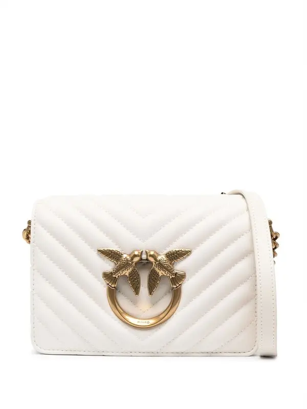 Pinko Love Birds Buckle Crossbody Bag - White