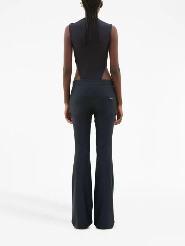 COURREGES Flared-leg Trousers With Embroidered Logo - Black