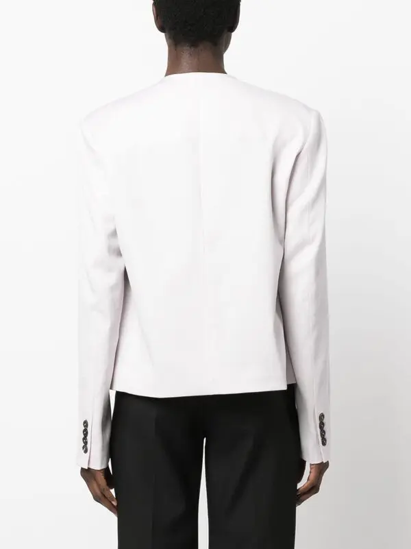 LOW CLASSIC Single-breasted Collarless Blazer - Purple