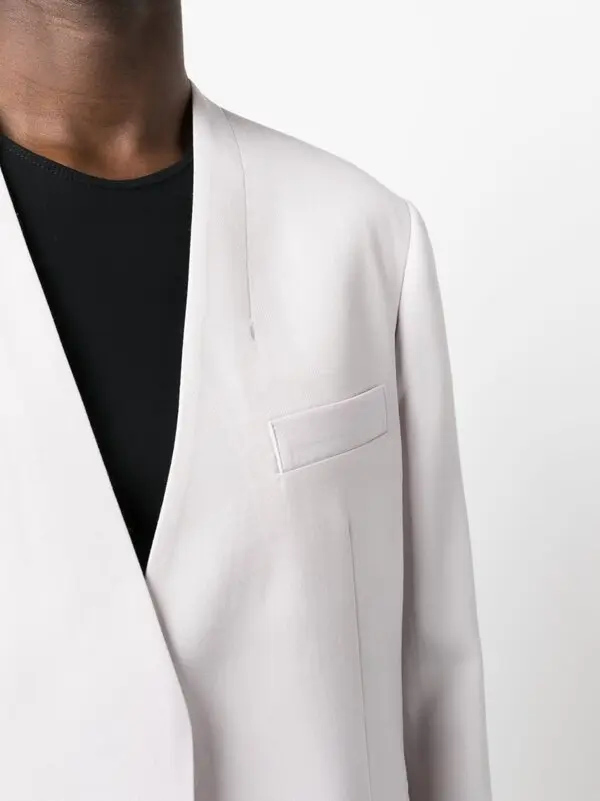 LOW CLASSIC Single-breasted Collarless Blazer - Purple