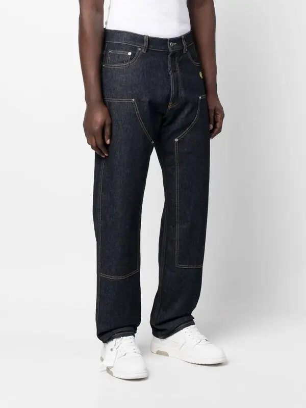 Off-White Contrast-stitching Straight Jeans