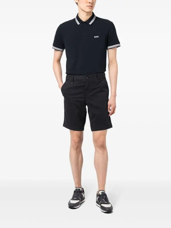 BOSS Striped-border Cotton Polo Shirt - Blue