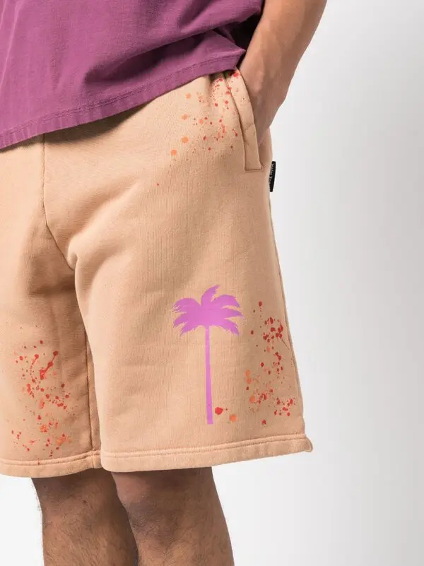 Palm Angels Paint-splatter Logo-print Track Shorts