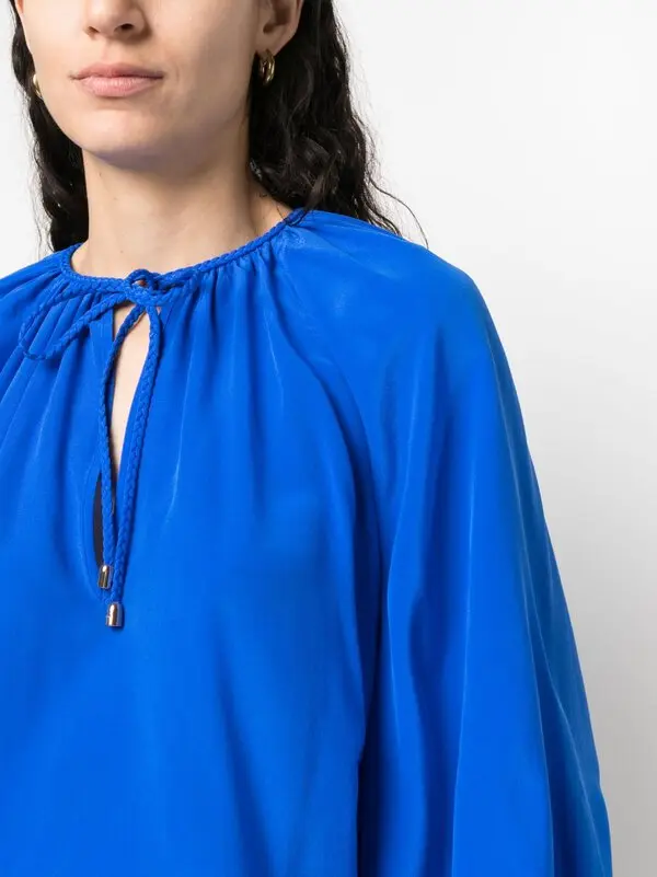 PHAEONIA Self-tie Silk Blouse - Blue