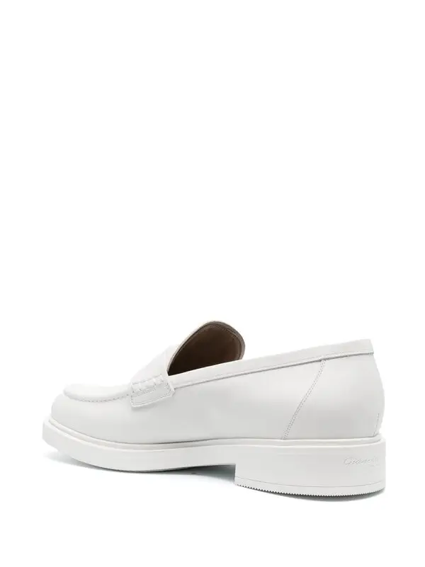 GIANVITO ROSSI Leather Penny Loafers - White