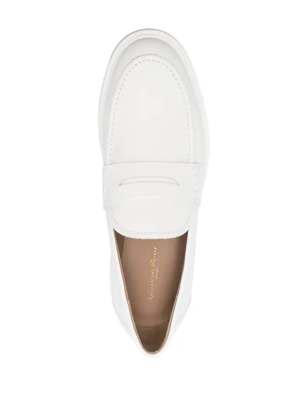 GIANVITO ROSSI Leather Penny Loafers - White