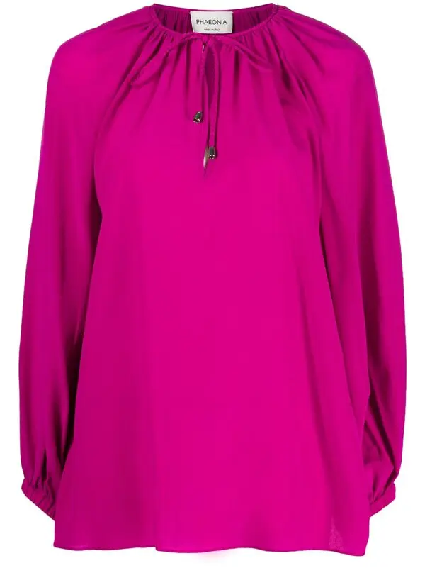 PHAEONIA Self-tie Silk Blouse - Pink