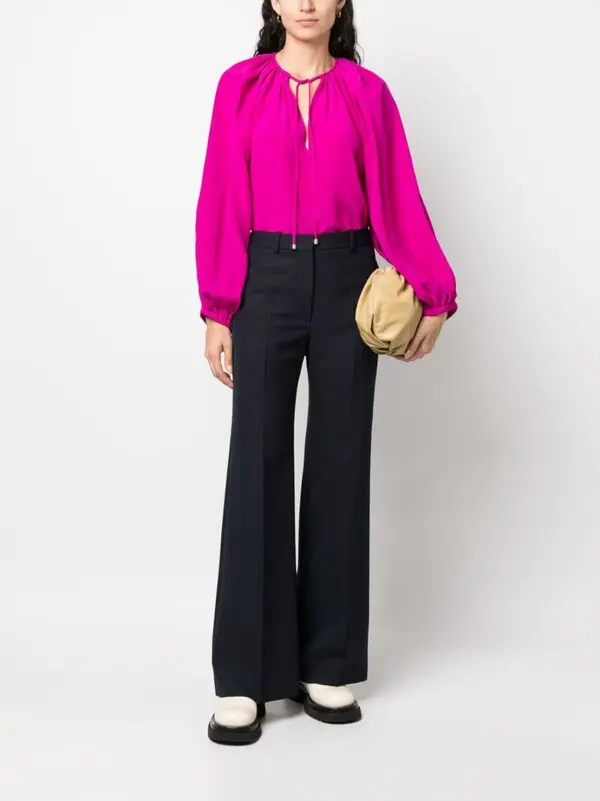 PHAEONIA Self-tie Silk Blouse - Pink