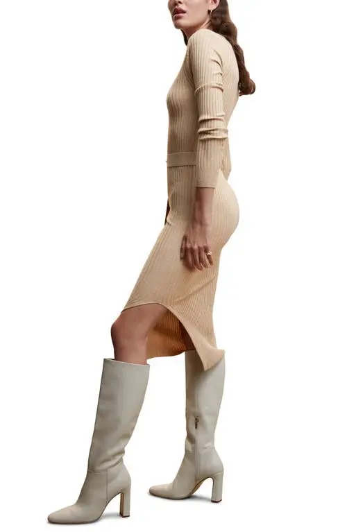 Mango Long Sleeve Ribbed Dress