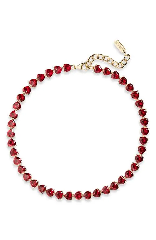 Judith Leiber Cubic Zirconia Heart Tennis Necklace - Red