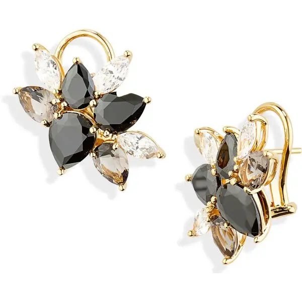 Judith Leiber Cubic Zirconia Cluster Earrings - Gold Black Clr Ombre