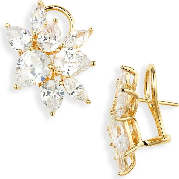 Judith Leiber Cubic Zirconia Cluster Earrings - Gold Clear