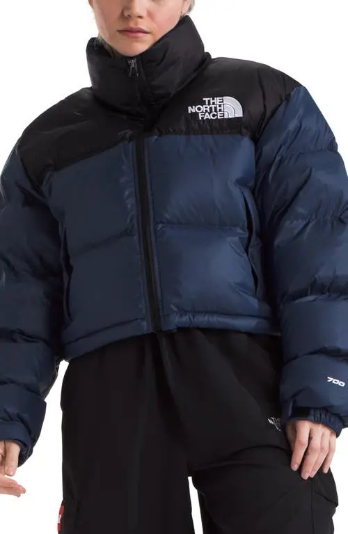 The North Face Nuptse Water Repellent Short Puffer Jacket - Summit Navy/ Tnf Black