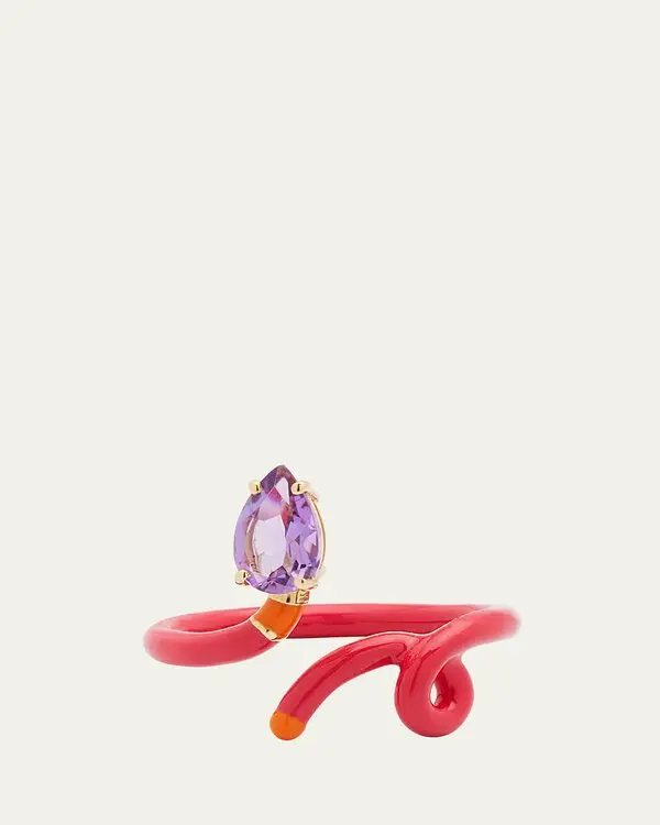 Bea Bongiasca Baby Vine Ring With Amethyst - Multi