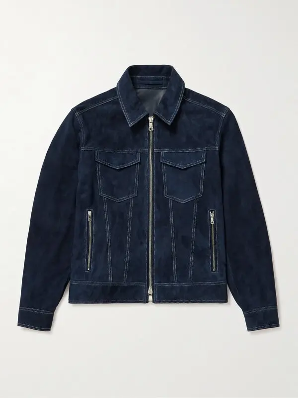 Mr P. Suede Trucker Jacket - Blue