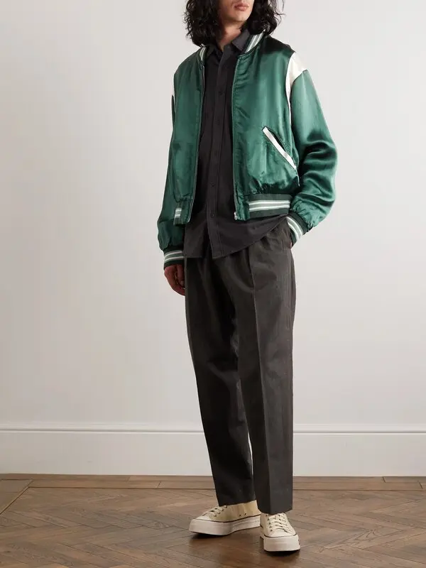 Visvim Douglas Satin Bomber Jacket - Green | Editorialist