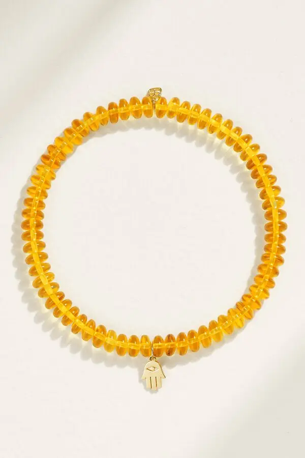 SYDNEY EVAN Pure Hamsa Amber Bracelet - Gold
