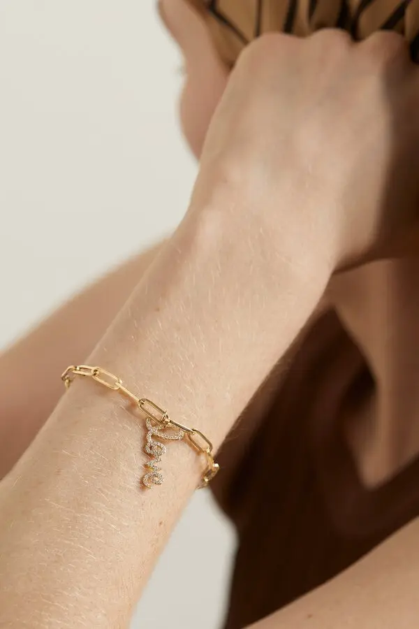 SYDNEY EVAN Medium Love 14-karat Diamond Bracelet