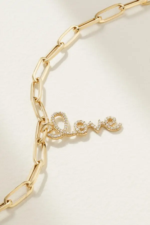 SYDNEY EVAN Medium Love 14-karat Diamond Bracelet