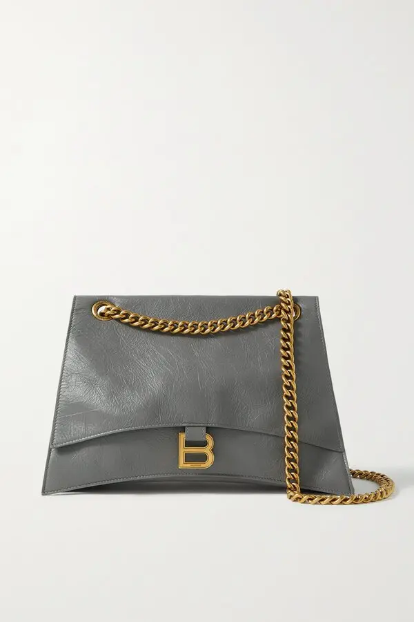 Balenciaga Hourglass Crinkled-leather Shoulder Bag
