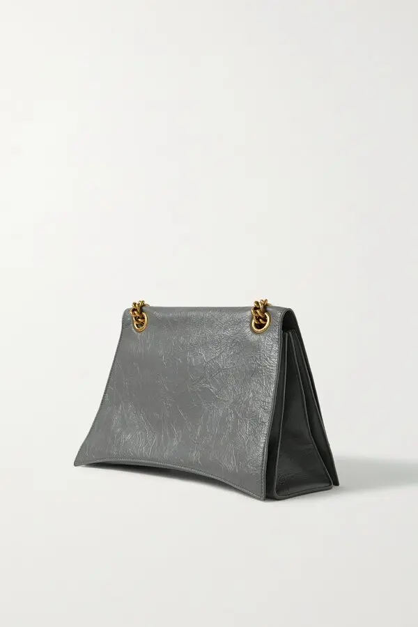 Balenciaga Hourglass Crinkled-leather Shoulder Bag