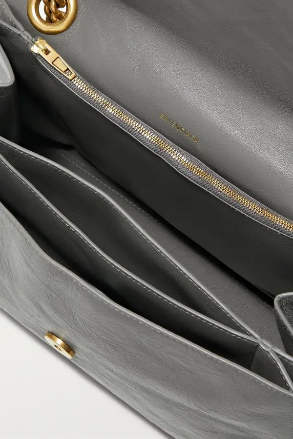 Balenciaga Hourglass Crinkled-leather Shoulder Bag