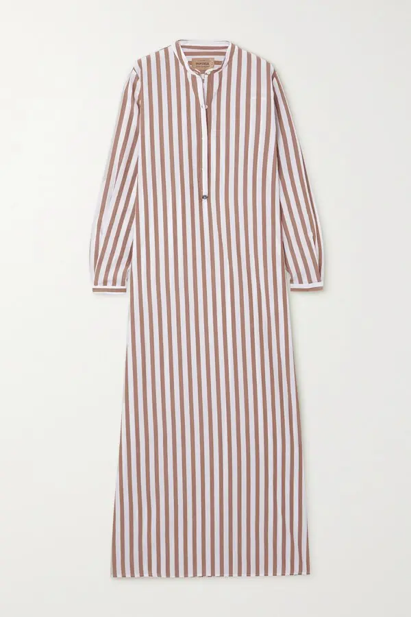FORTELA Valery Striped Embellished Cotton-voile Maxi Dress