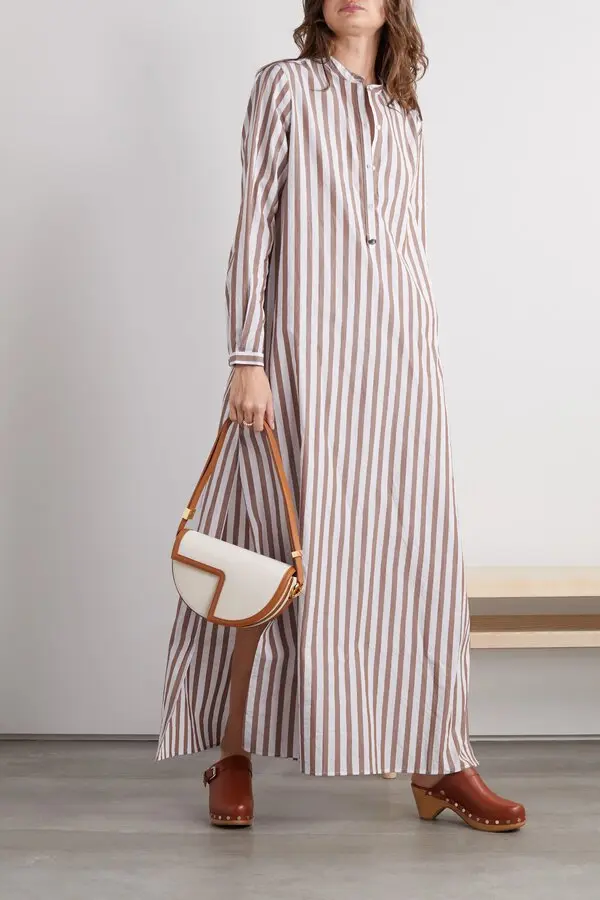 FORTELA Valery Striped Embellished Cotton-voile Maxi Dress