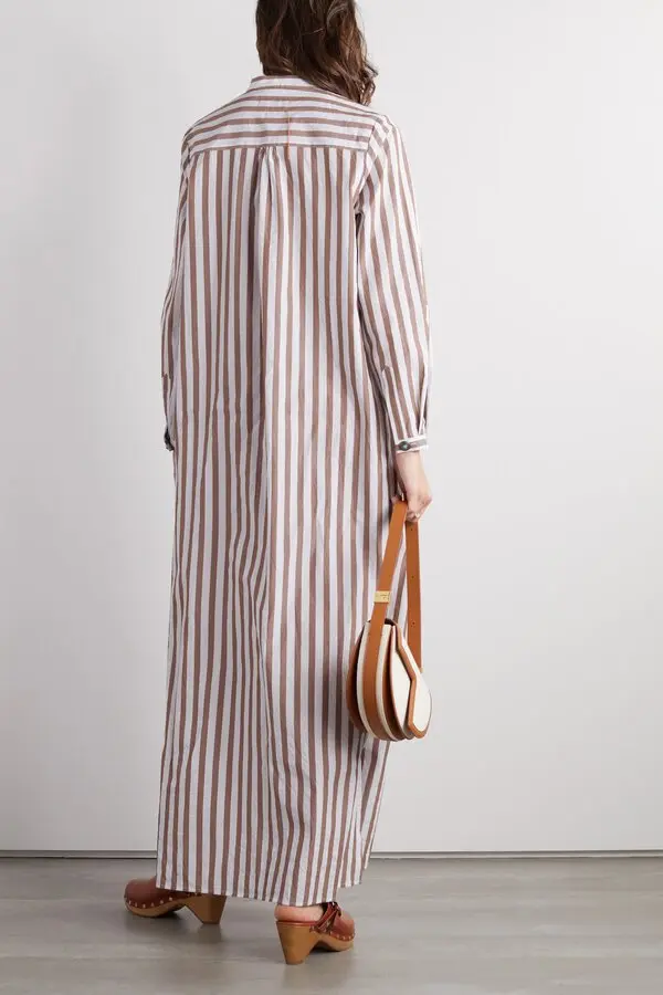 FORTELA Valery Striped Embellished Cotton-voile Maxi Dress