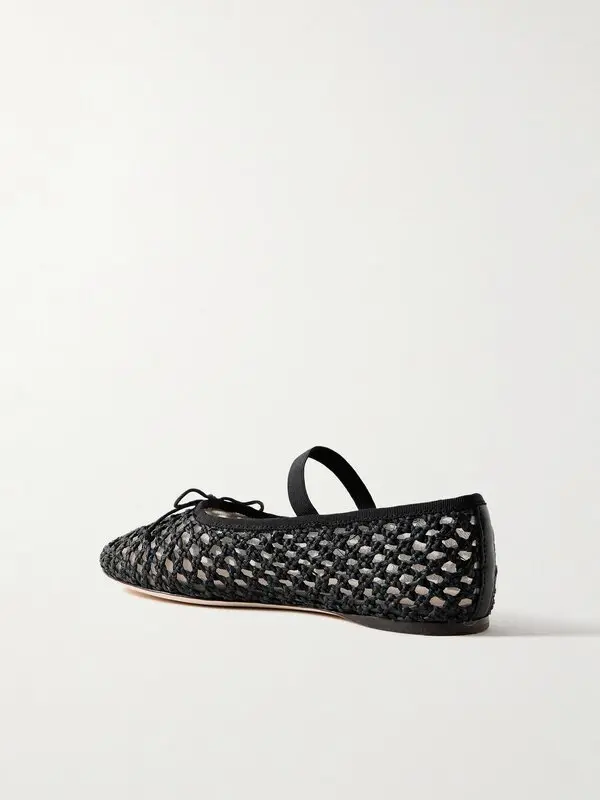 LOEFFLER RANDALL Leonie Raffia Mary Jane Ballet Flats - Black