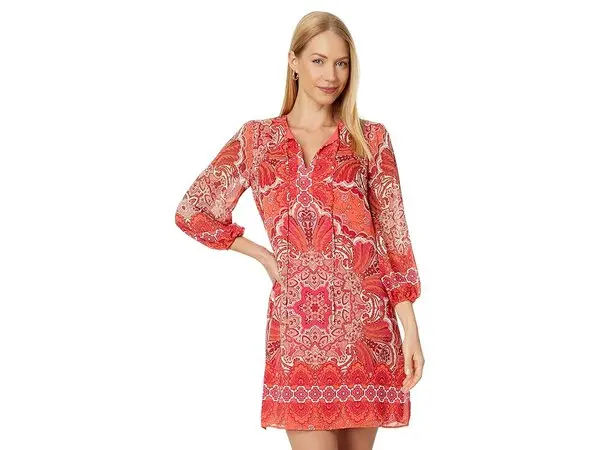 Vince Camuto Chiffon Tie Neck Balloon Sleeve Float Dress