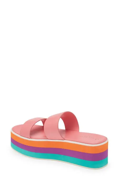 CECELIA NEW YORK King Platform Slide Sandal - Salmon Multi