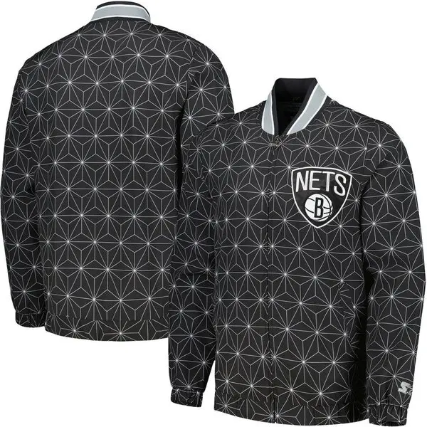 STARTER Brooklyn Nets In-field Play Fashion Satin Full-zip Varsity Jacket