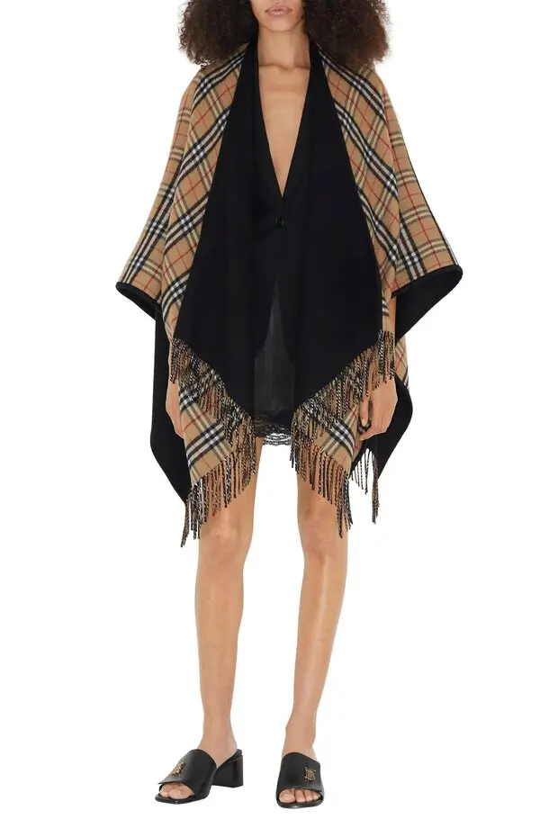 Burberry Check Reversible Wool Cape