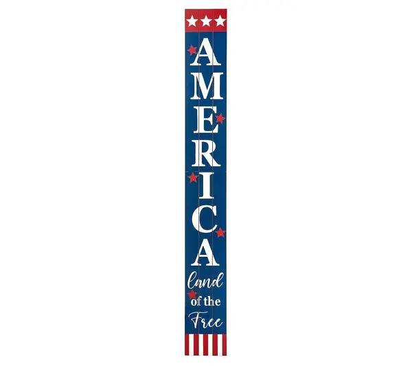 GLITZHOME 60' America Stars & Stripes Patriotic Porch Sign - One-color