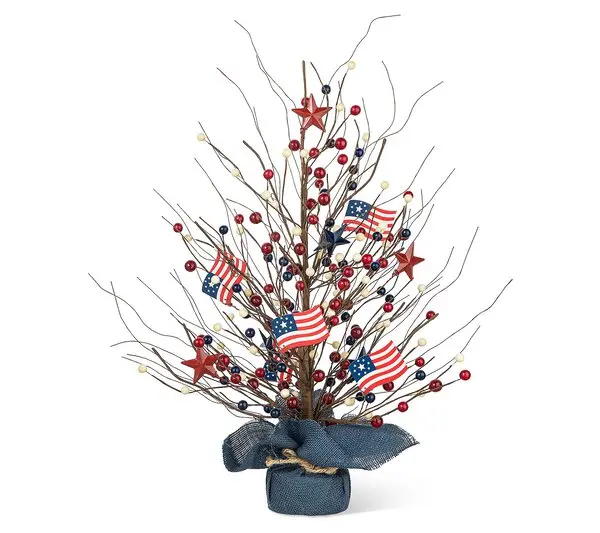 GLITZHOME 20' Americana Red White & Blue Berry Ble Tree - One-color