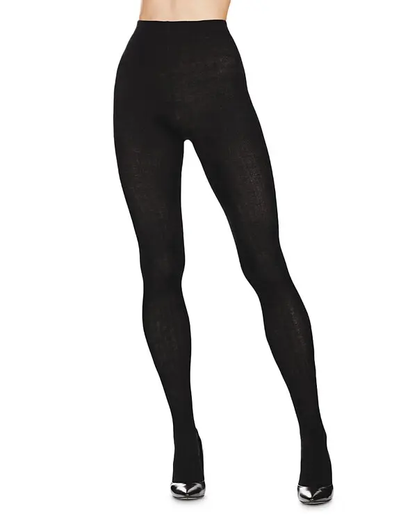 Natori Rib Knit Sweater Tights - Black