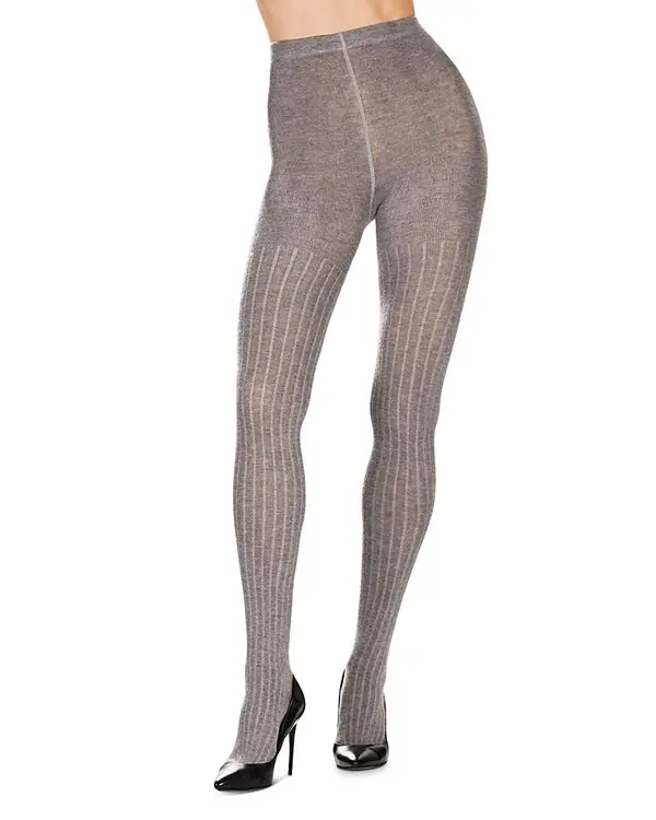Natori Rib Knit Sweater Tights - Med Gray
