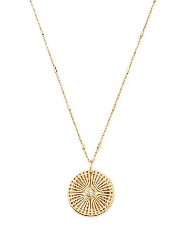 Zoe Chicco 14k Yellow & Diamond Sunbeam Medallion Pendant Necklace - Gold